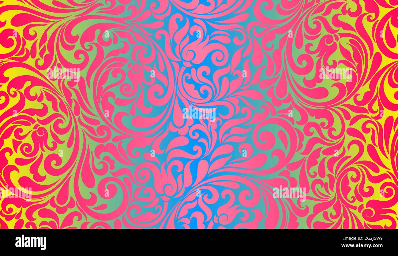 Damask pattern in red on multi color background Stock Vector Image ...