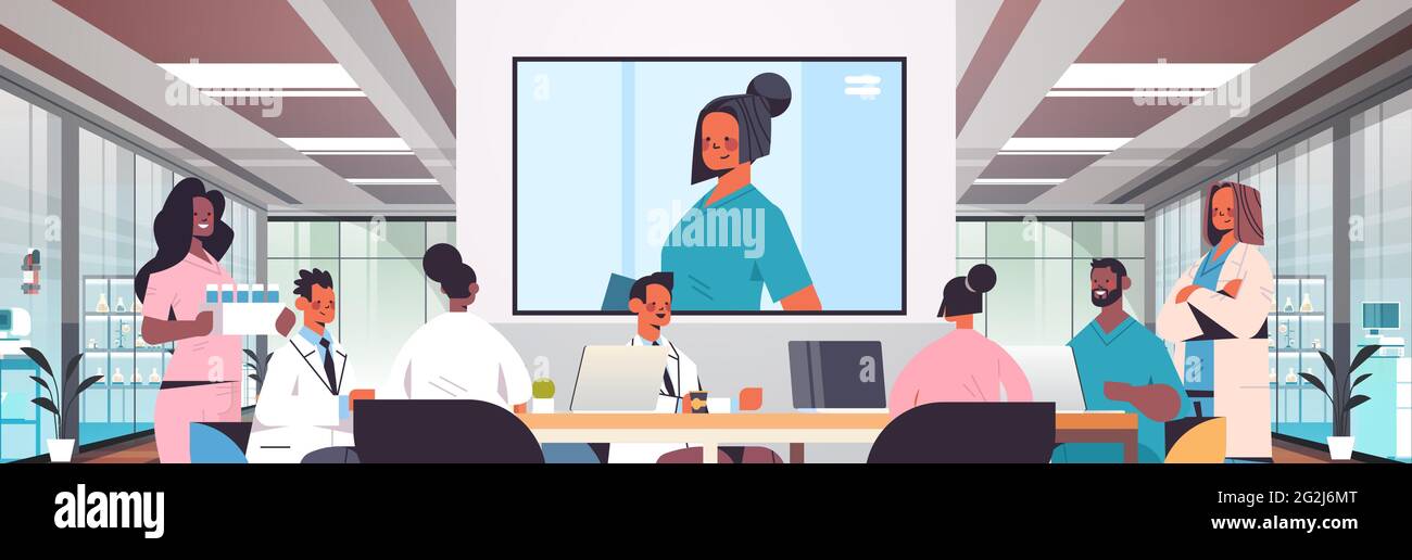 Round table doctors cartoon Stock Vector Images - Alamy