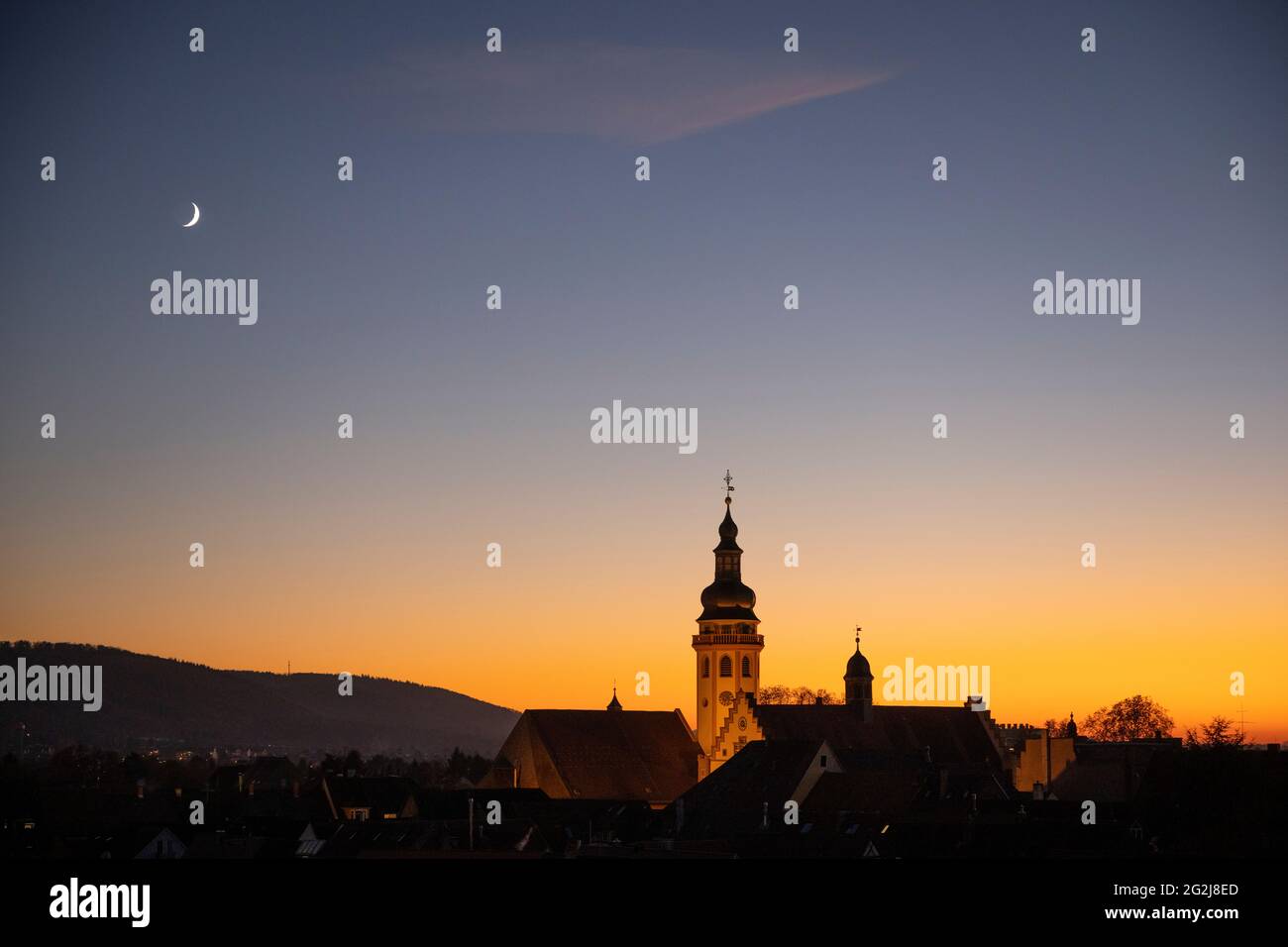 Germany, Baden-Wuerttemberg, Karlsruhe, the silhouette of Durlach Stock ...