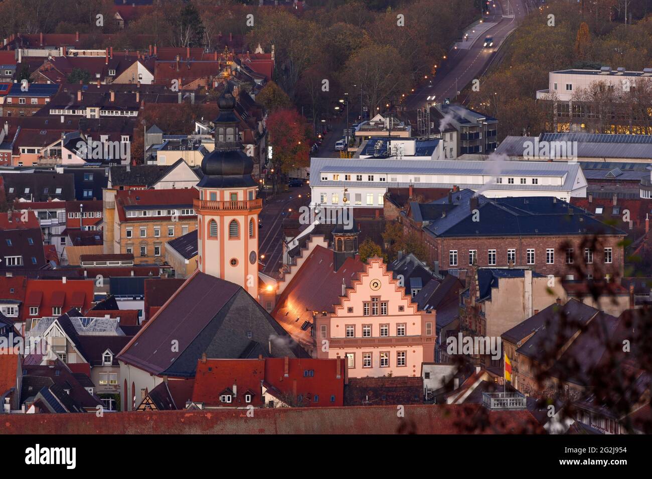 Germany, Baden-Wuerttemberg, Karlsruhe, view from the Turmberg on ...