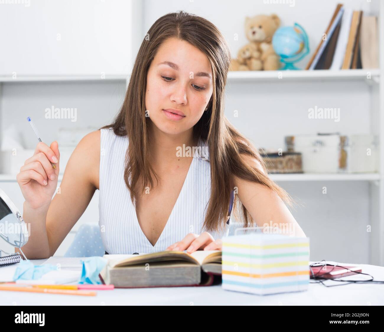 Female student is preparing herself for exams Stock Photo - Alamy