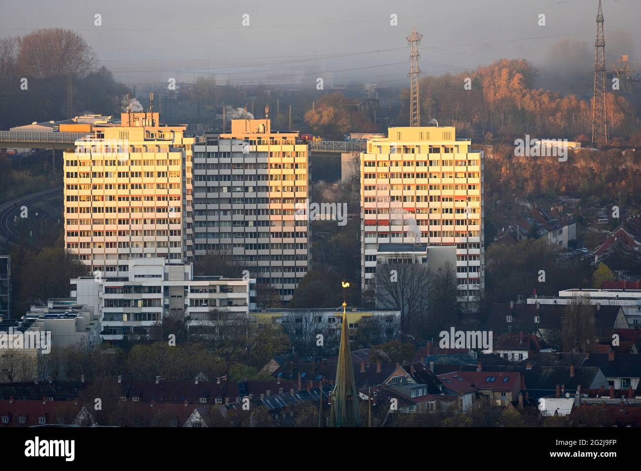 Germany, Baden-Wuerttemberg, Karlsruhe, view from the Turmberg to the ...