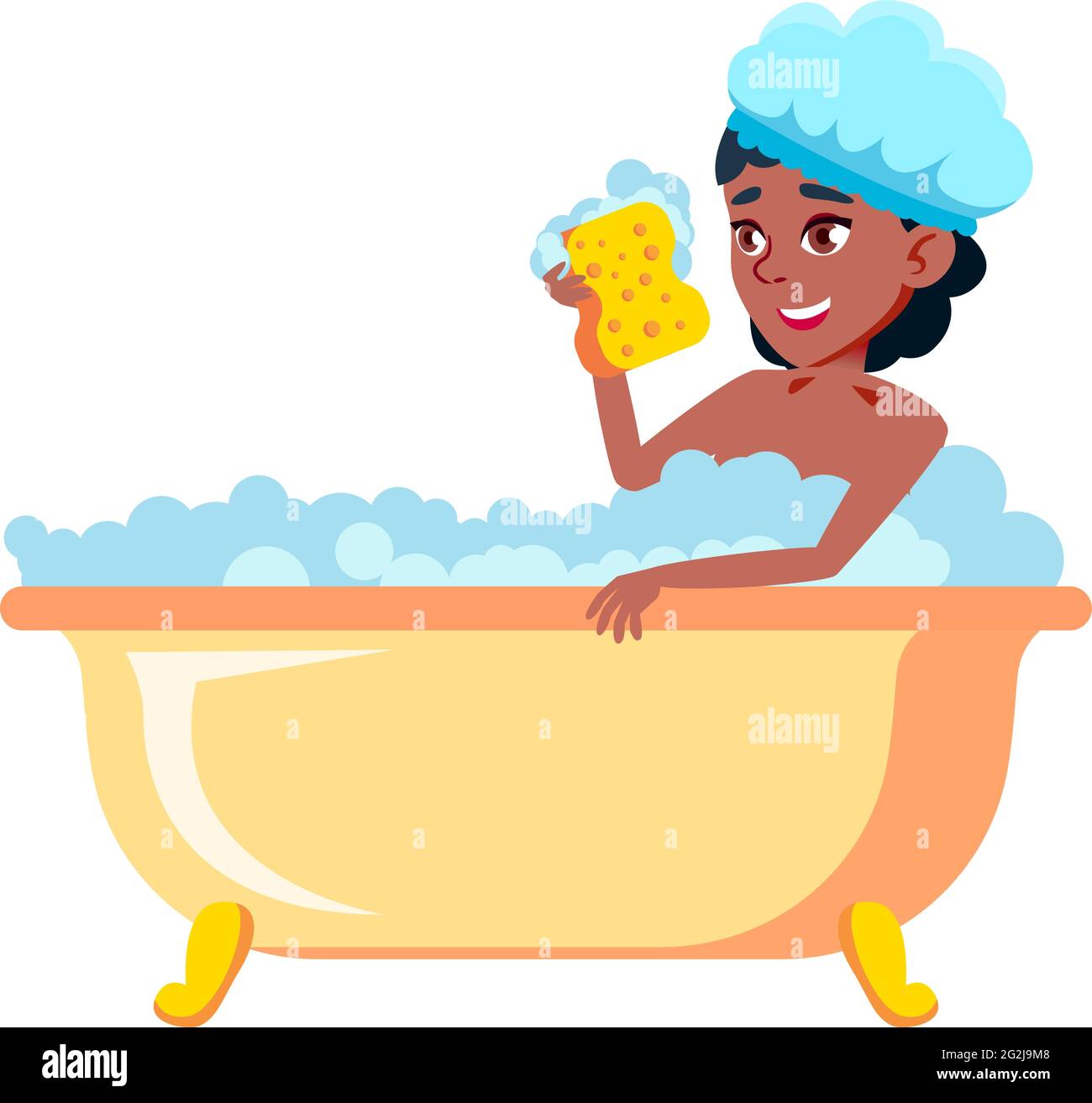 young lady bathe in bathroom cartoon vector Stock Vector Image & Art ...