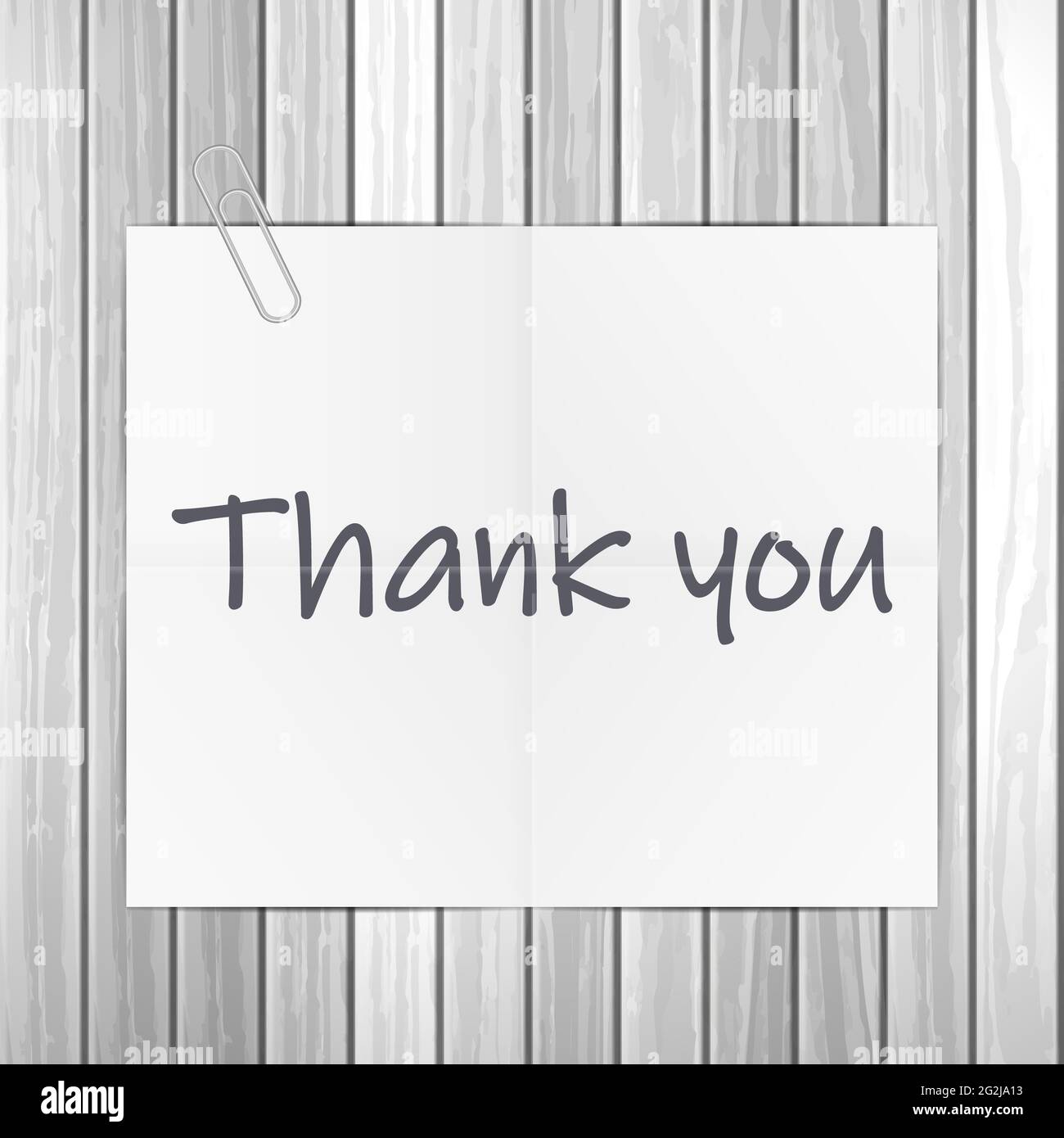 Notepad thank you text on wooden background. Vector illustration Stock ...