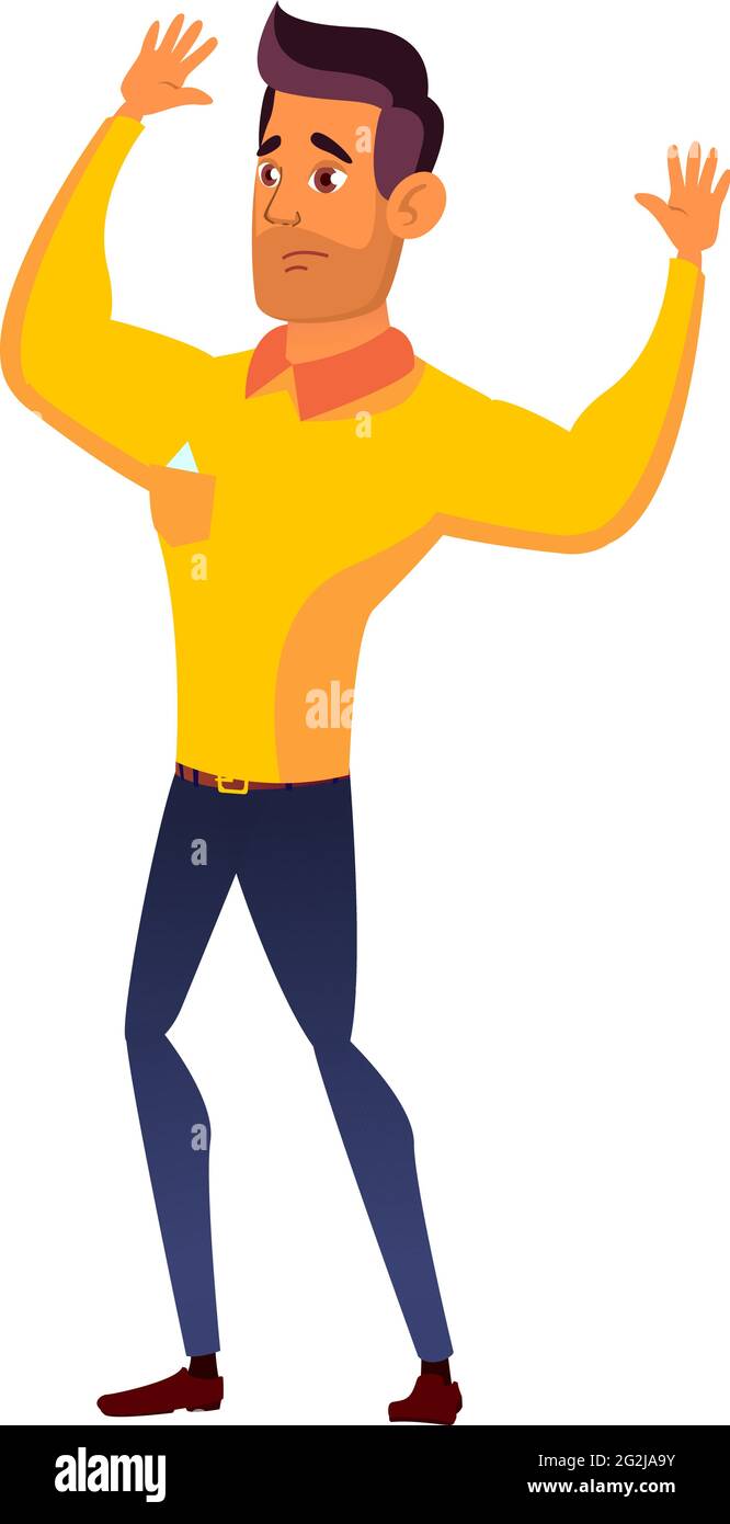 confused guy put hands up in bank cartoon vector Stock Vector Image ...