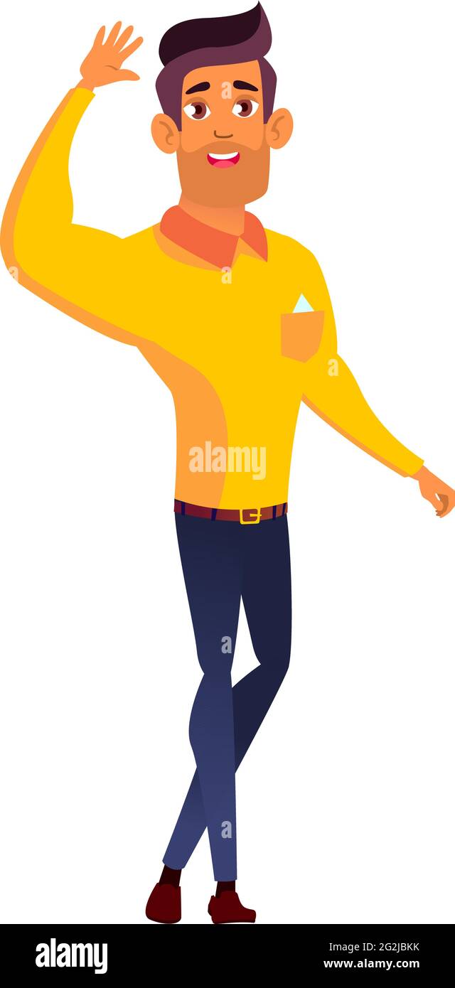 happy man glad to see cousin on terrace cartoon vector Stock Vector ...