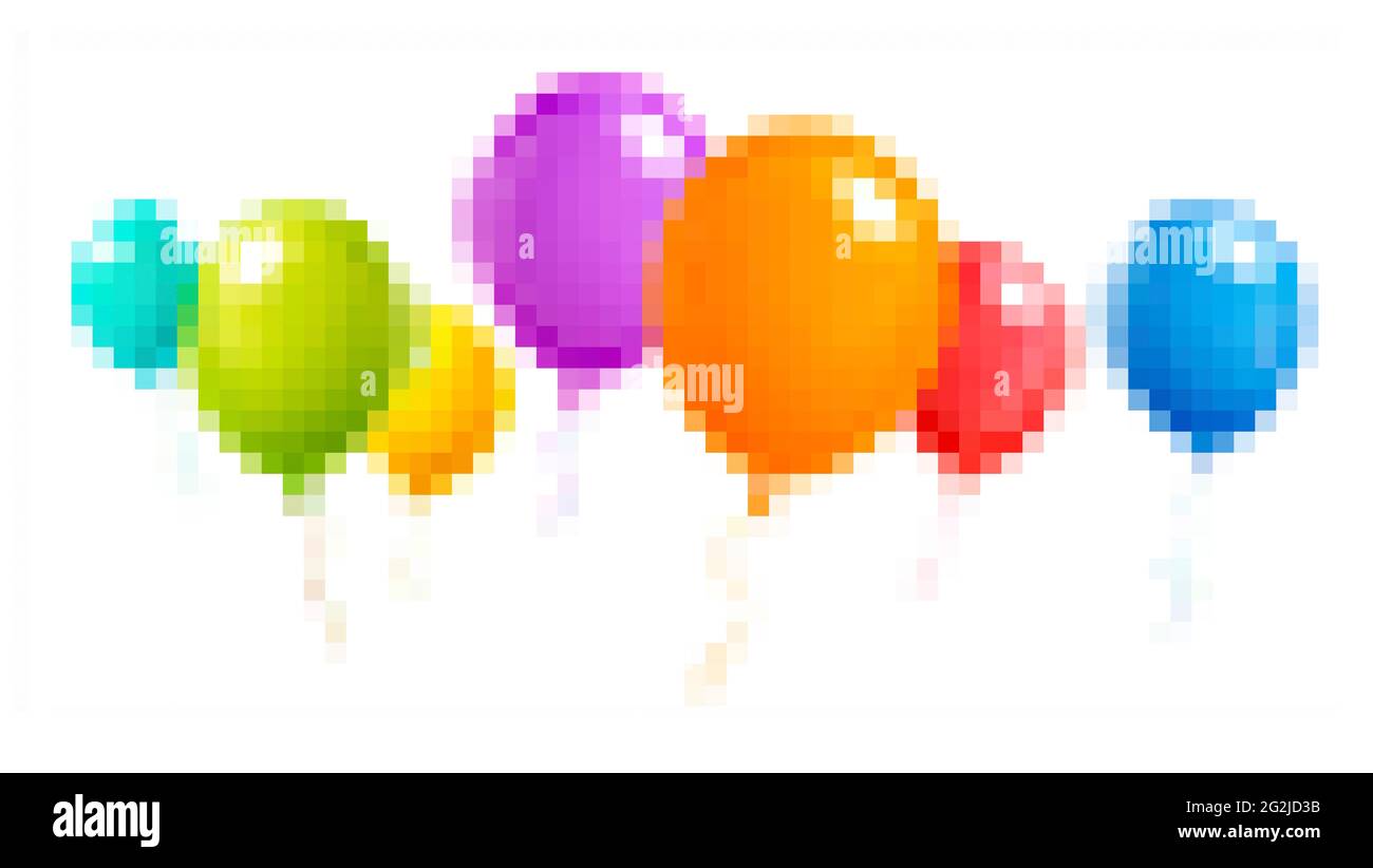 Colorful balloons in pixel representation Stock Photo - Alamy