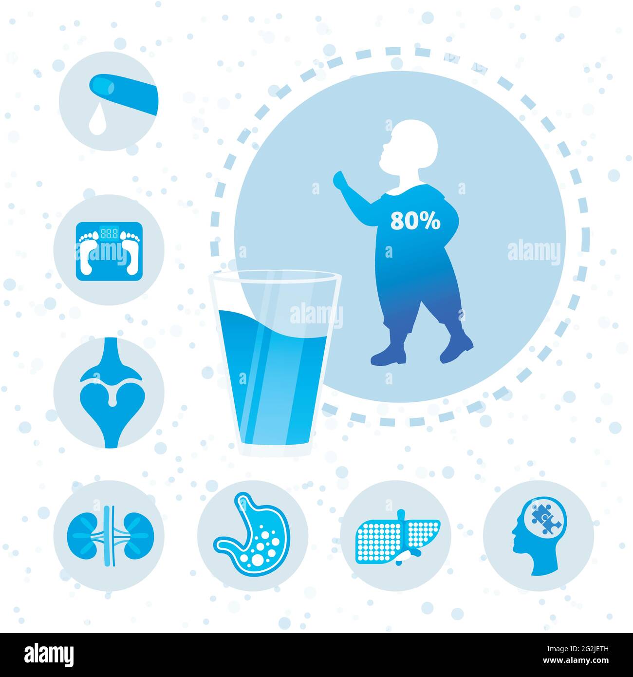 water balance in human body organs poster with little boy silhouette ...
