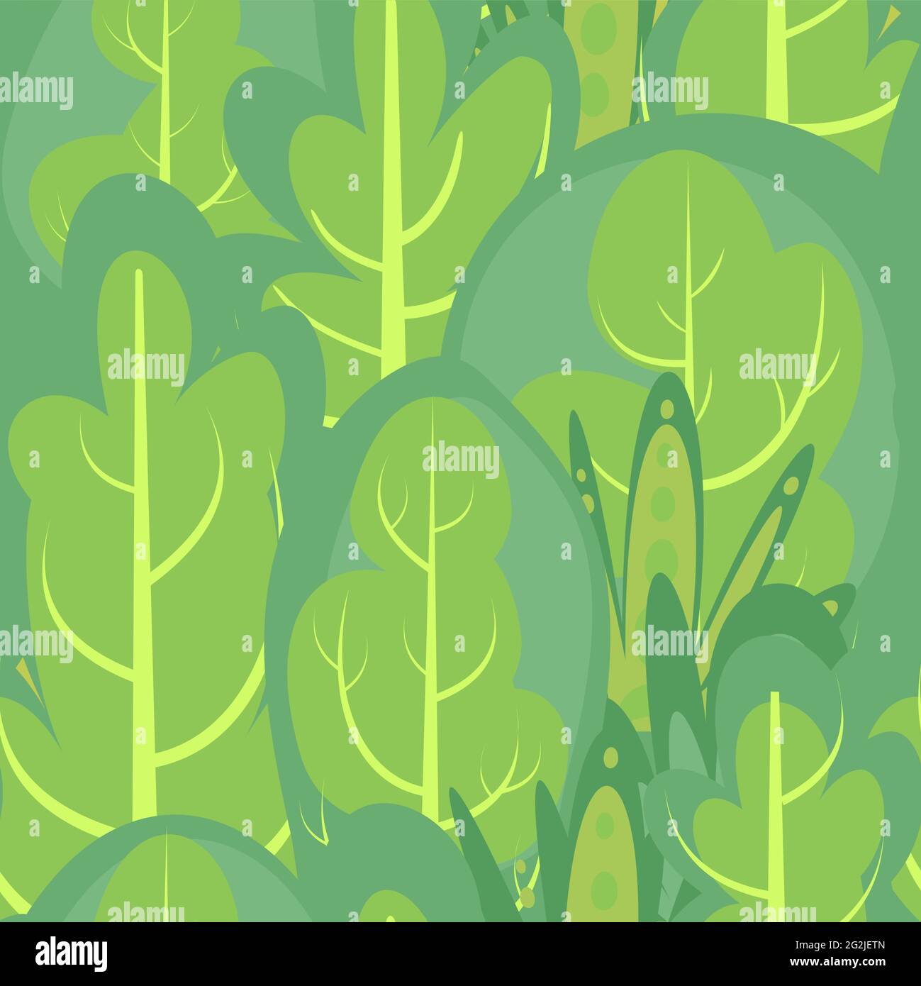 Flat forest. Seamless pattern. Illustration in a simple symbolic style ...