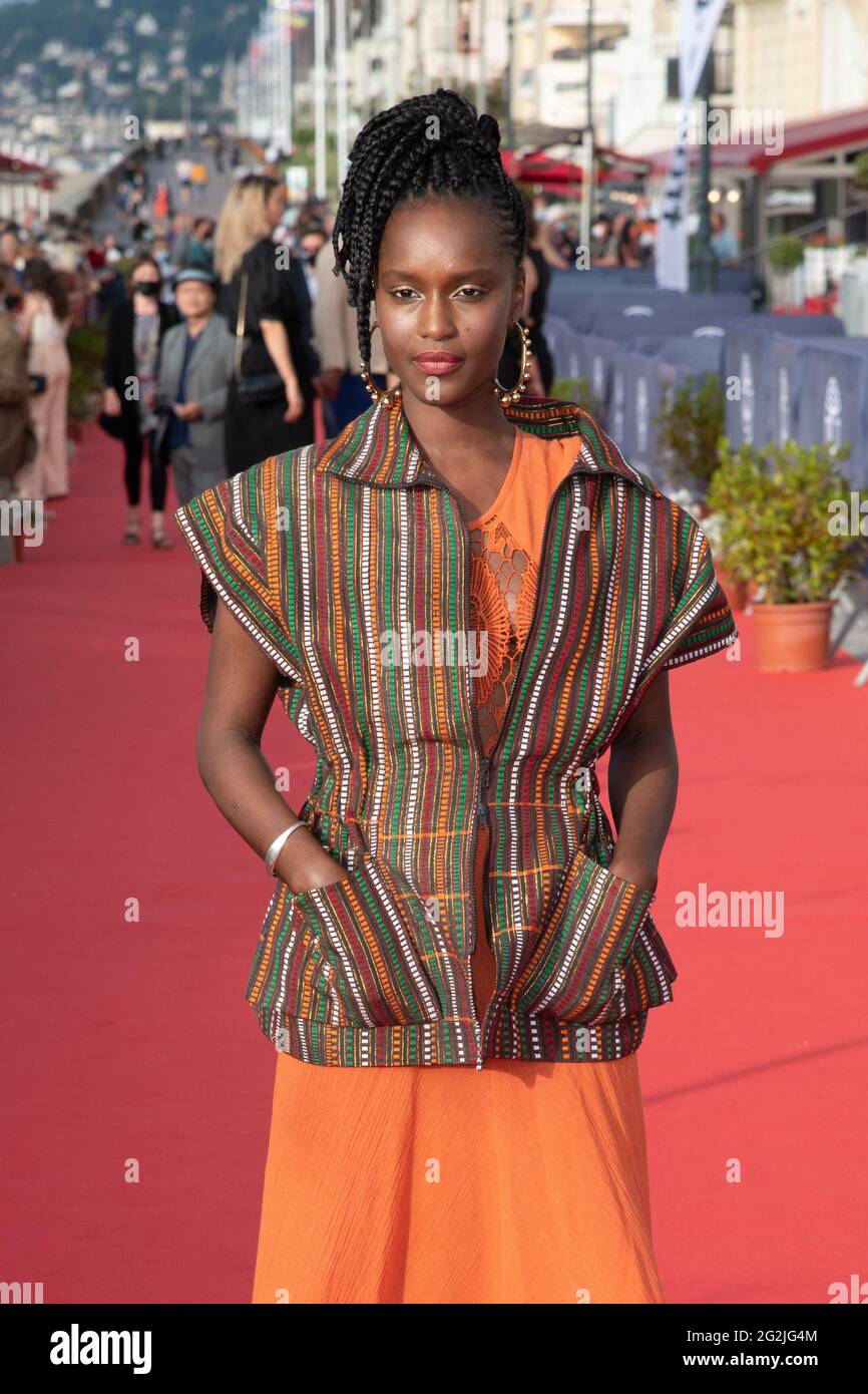 Fatou N'Diaye attending the red carpet as part of the 35th Cabourg Film ...