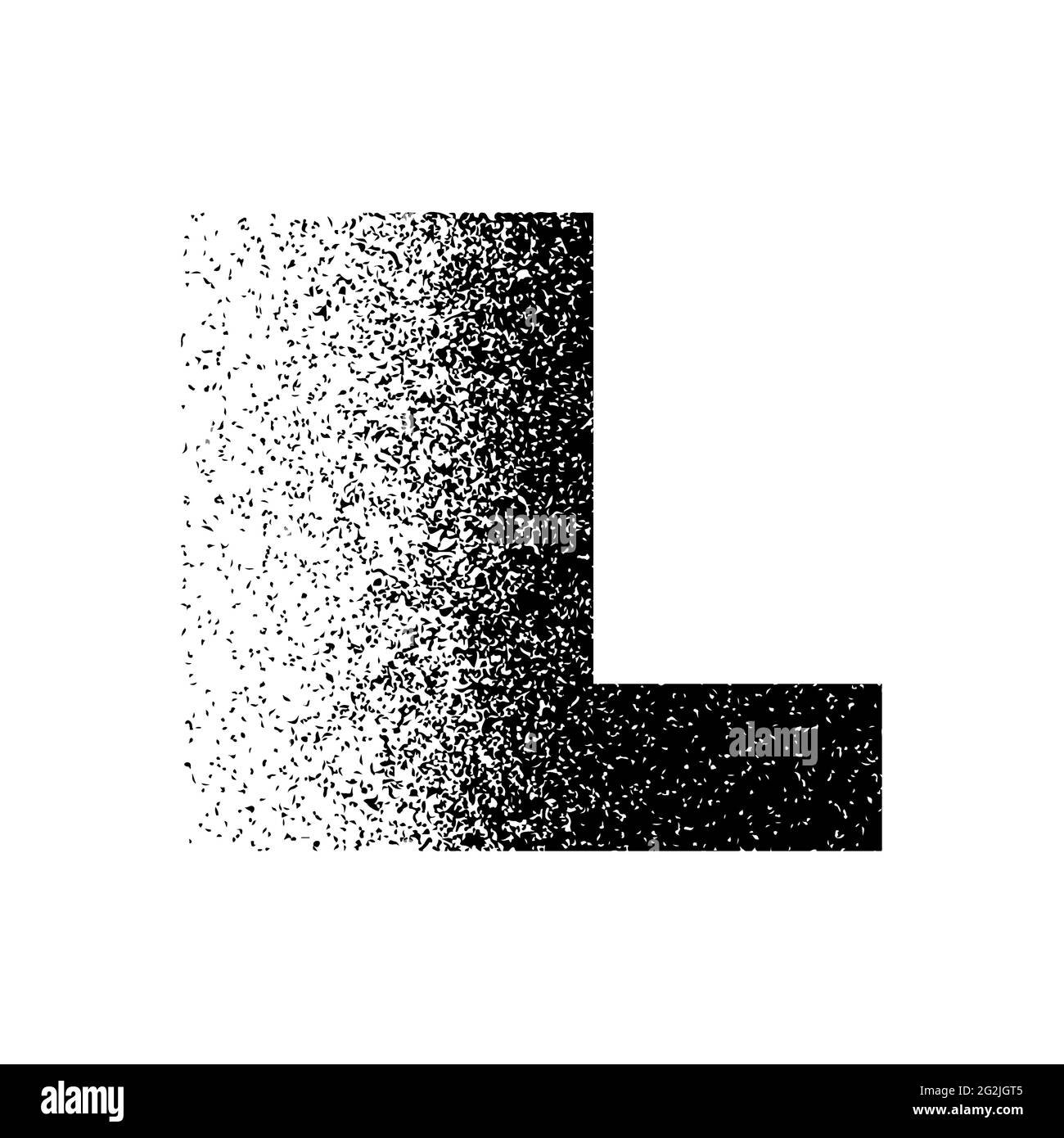 Capital L letter with dispersion effect on white background vector ...