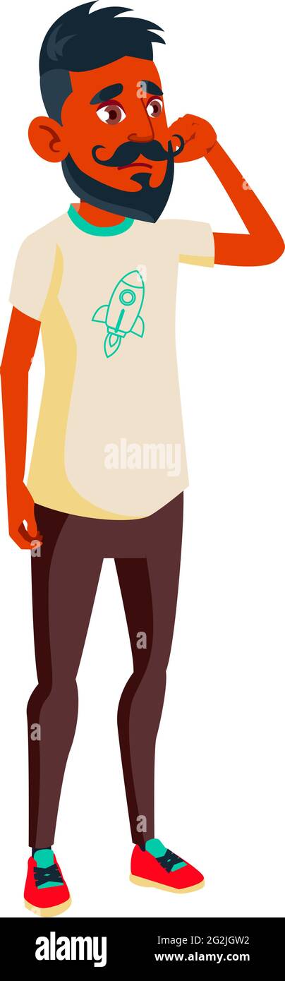 thoughtful indian guy waiting test result cartoon vector Stock Vector ...