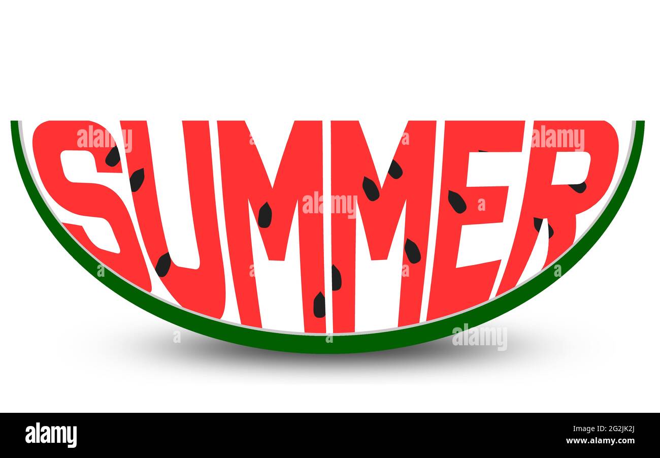 Summer word carved in a slice of watermelon , 3D rendering Stock Photo ...