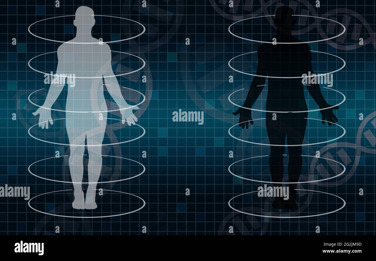 Human body medical scan on a blue background,3D rendering Stock Photo ...