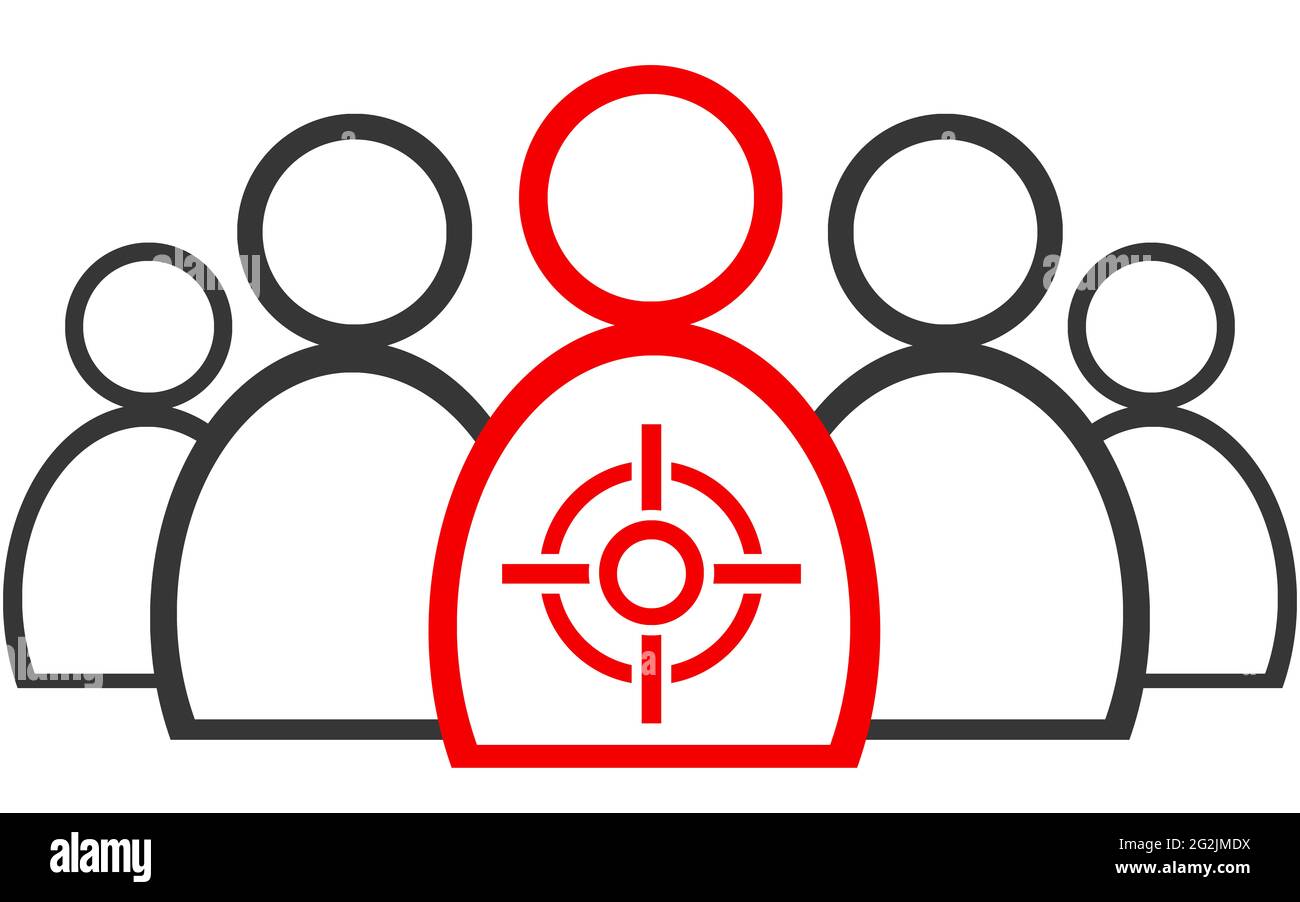Target icon aim with people sign, 3D rendering Stock Photo - Alamy