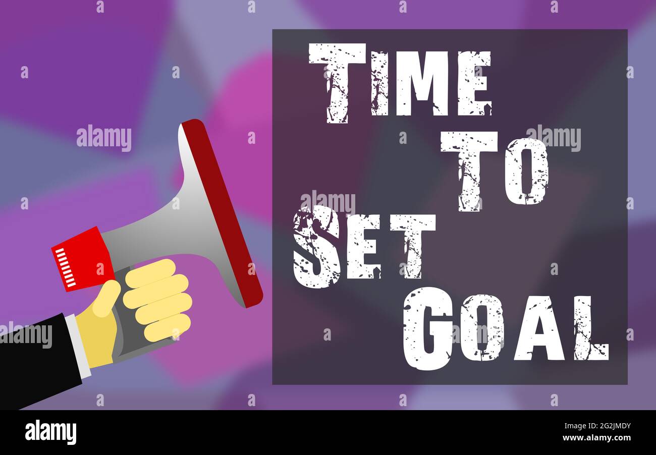 Time to set goal word with megaphone sound icon, 3D rendering Stock ...