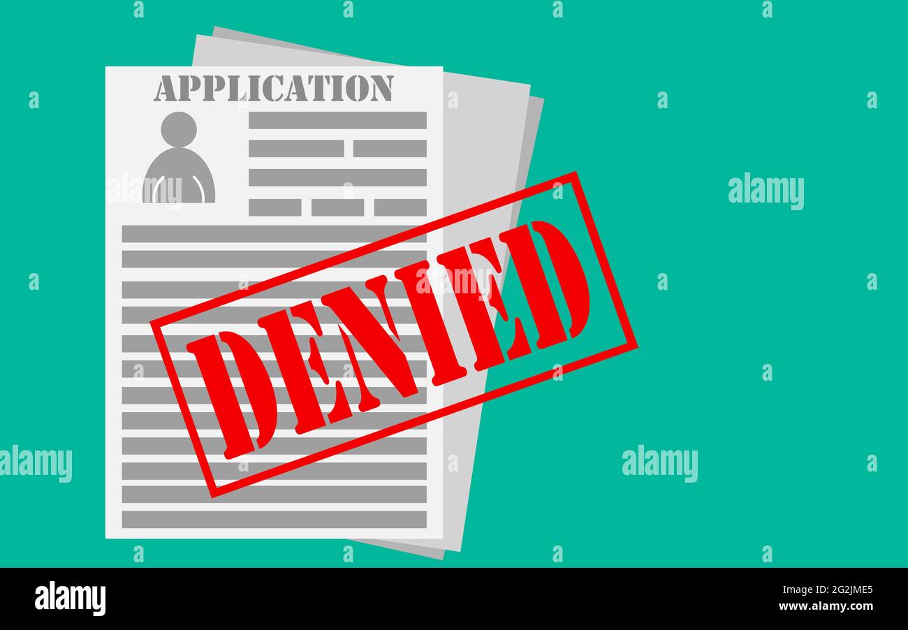 Denied stamp with application document, 3D rendering Stock Photo - Alamy