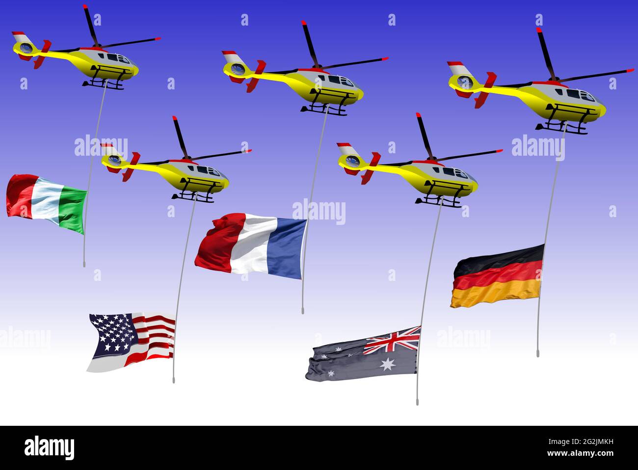 Set of Helicopter with flag. Vector 3d illustration Stock Vector Image ...