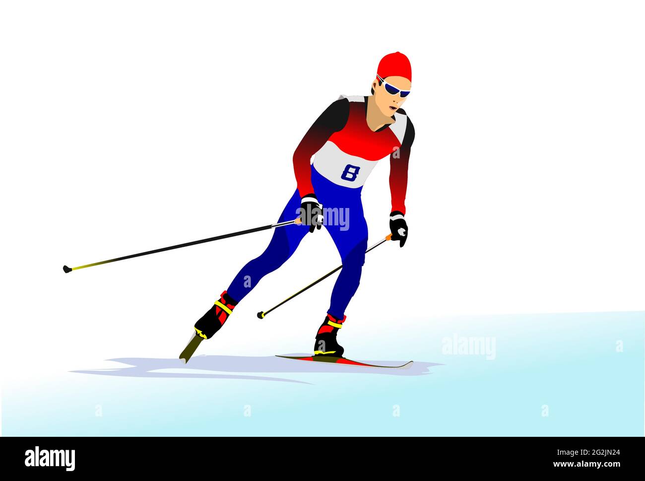 Winter sport silhouettes. Skiing. Color 3d vector illustration Stock ...