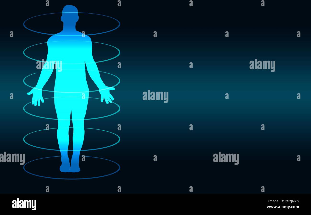 Human body medical scan on a blue background,3D rendering Stock Photo ...