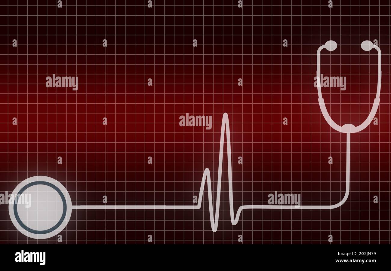 Stethoscope with a heart beat cardiogram,3D rendering Stock Photo - Alamy