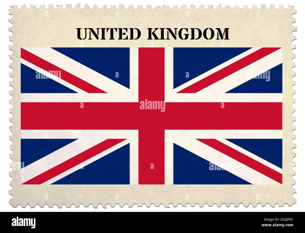 United Kingdom flag Postage stamp isolated on white background with ...