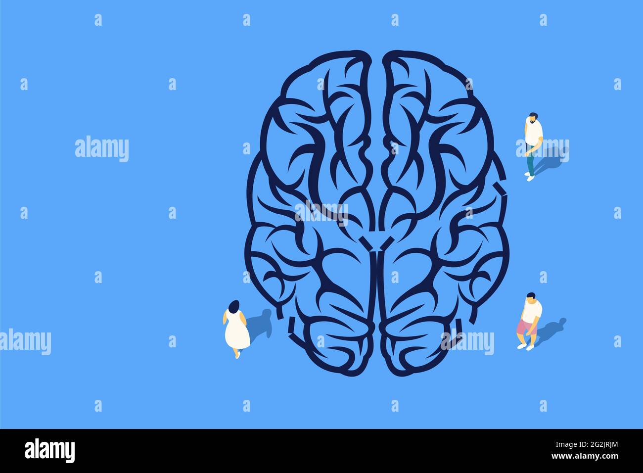 Conceptual illustration of people entering a brain shaped maze Stock ...