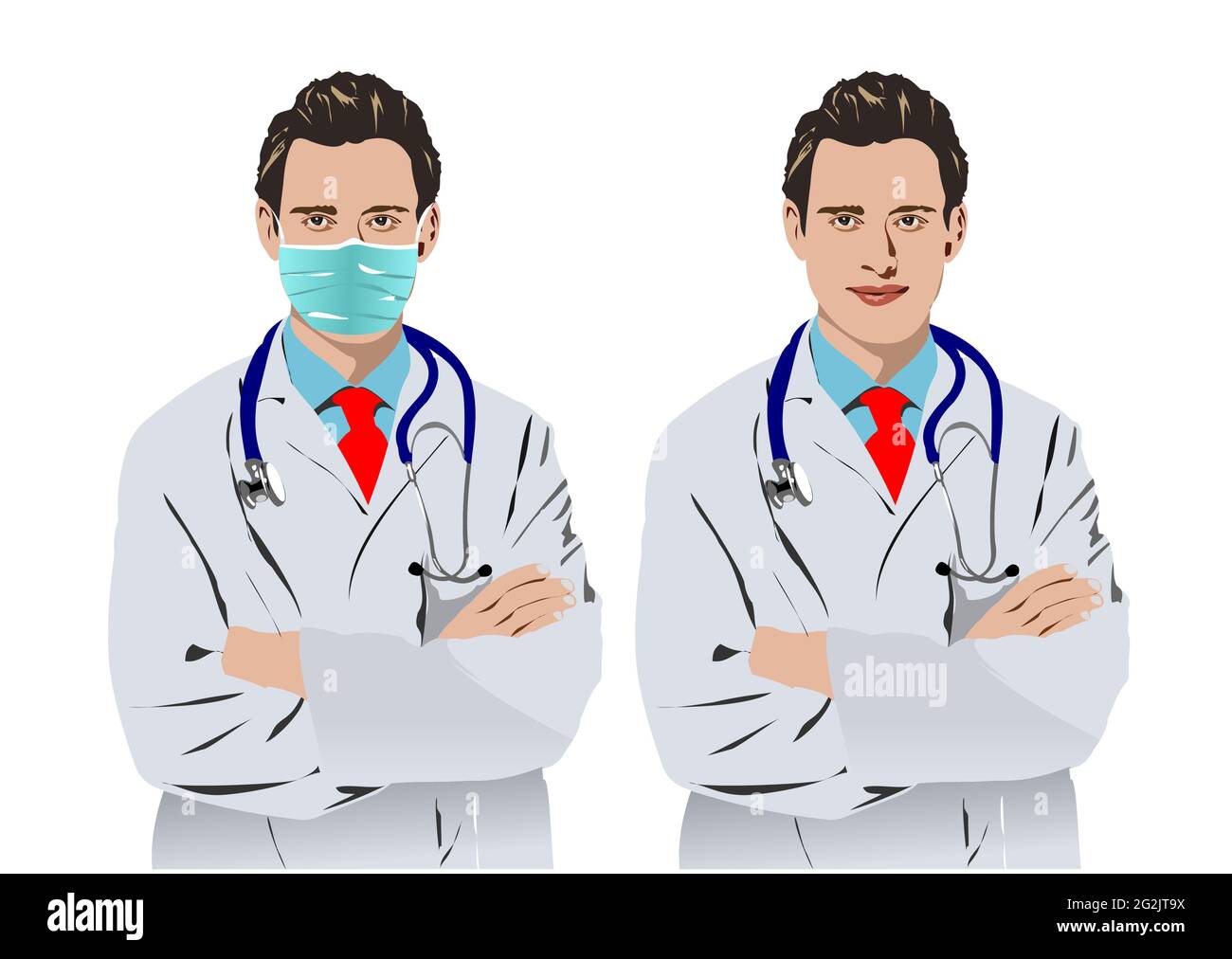 Medical doctor with doctor`s smock. Vector 3d illustration Stock Vector ...