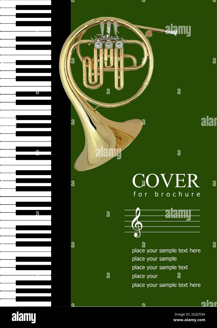 Cover with Musical instruments image. Tuba. 3d vector illustration ...