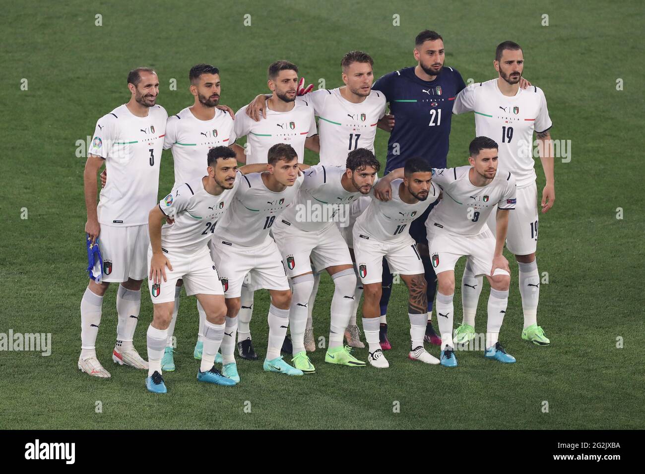 Rome, Italy, 11th June 2021. The Italy starting eleven line up for a ...