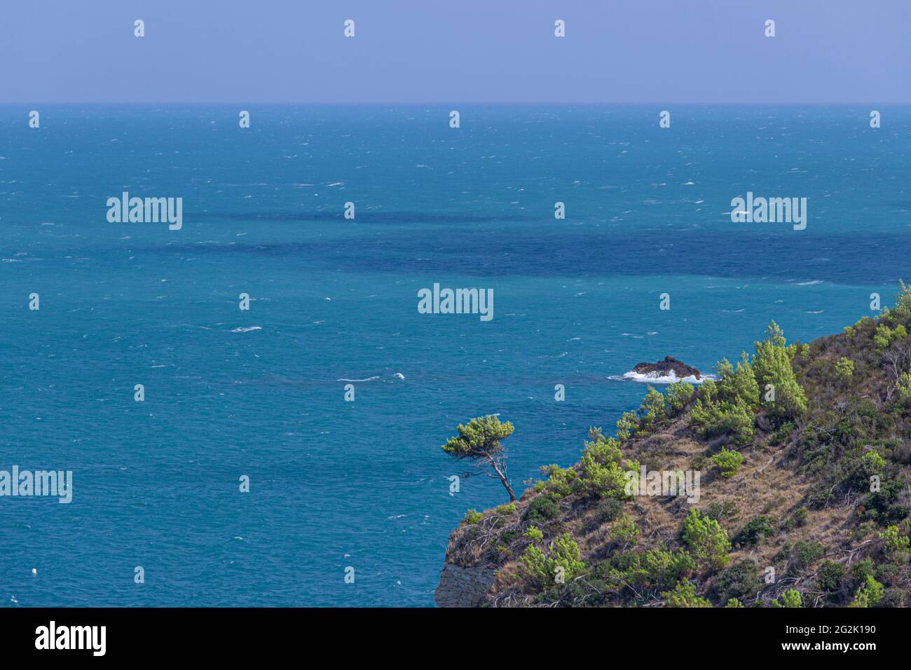Coastline of Vieste. Rocky sea coast near Architello (Arch) of San ...