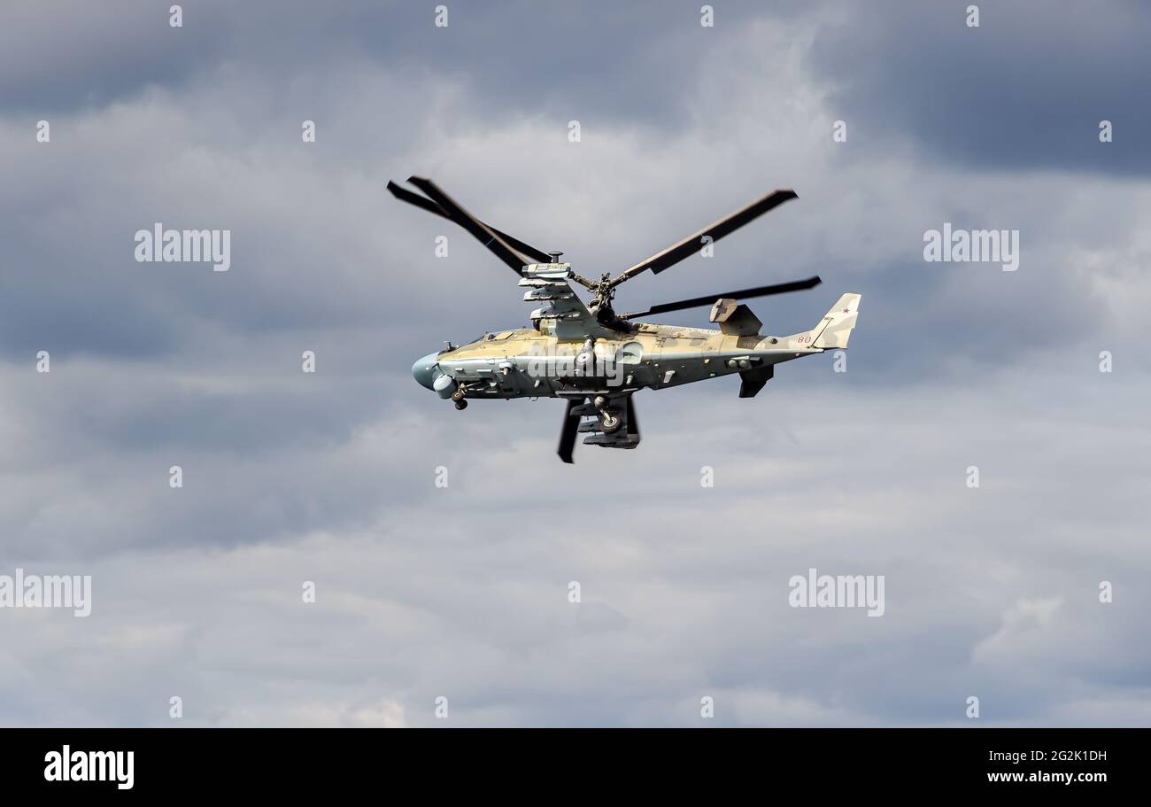Samara, Russia - September 10, 2017: Russian attack military helicopter ...