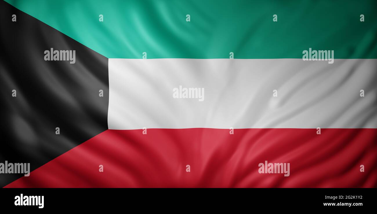 3d rendering of a national Kuwait flag Stock Photo - Alamy