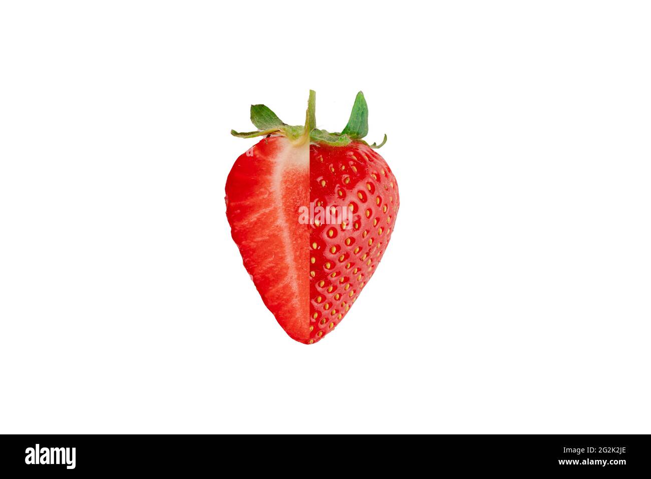 Strawberry background. Sliced strawberry on white background. Seasonal ...