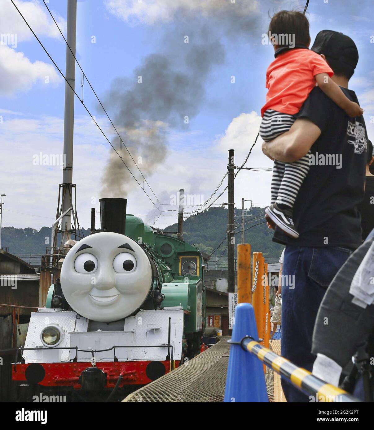 A steam locomotive, modeled on Thomas the Tank Engine and operated by ...
