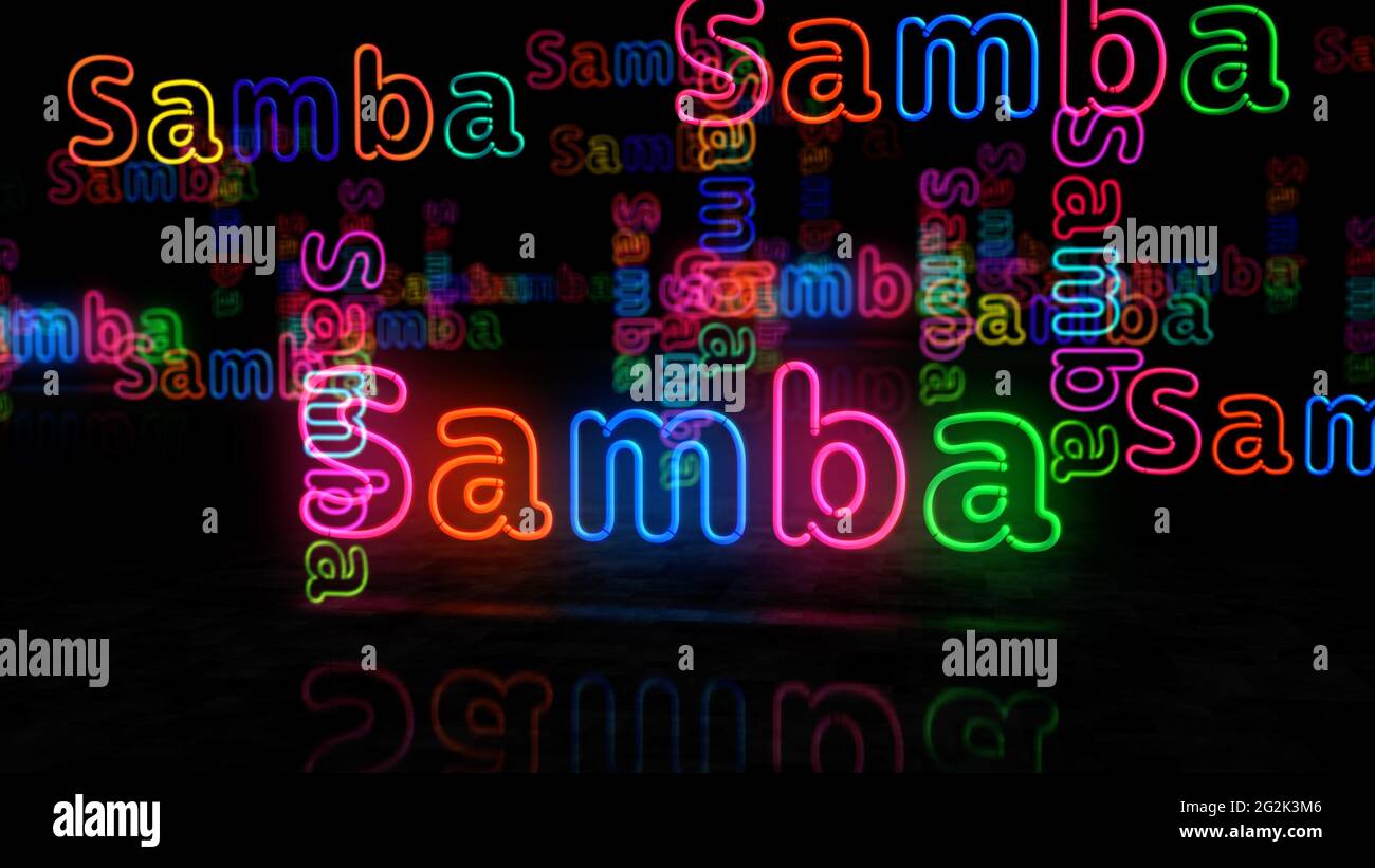 Samba symbol neon symbol. Light color bulbs with Brazil Rio de Janeiro ...