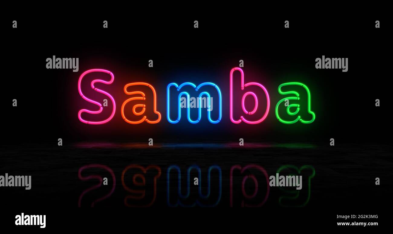 Samba symbol neon symbol. Light color bulbs with Brazil Rio de Janeiro ...