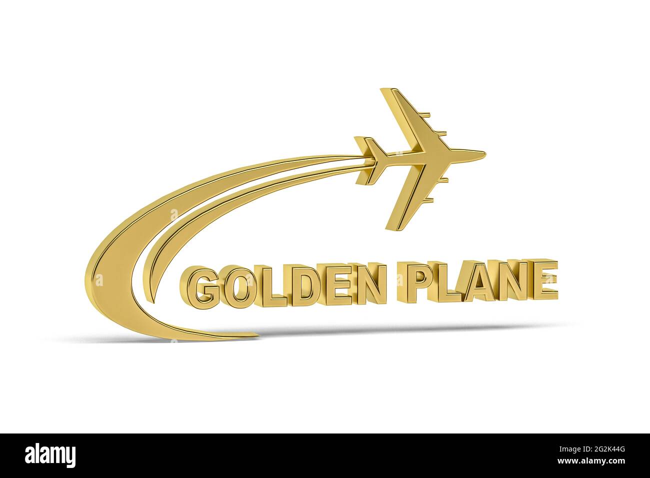 Golden 3d plane icon isolated on white background - 3d render Stock ...