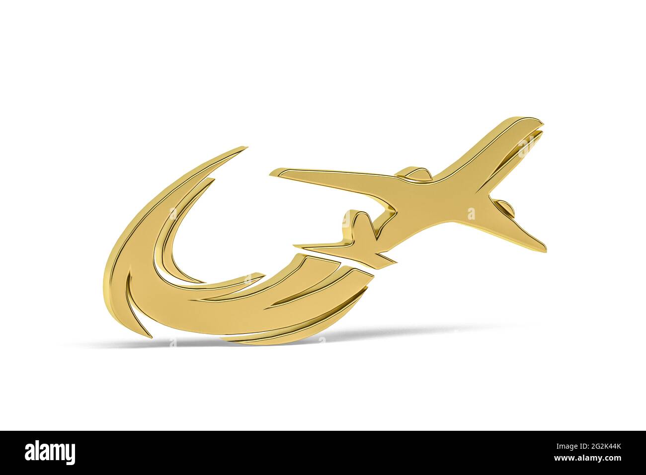 Golden 3d plane icon isolated on white background - 3d render Stock ...