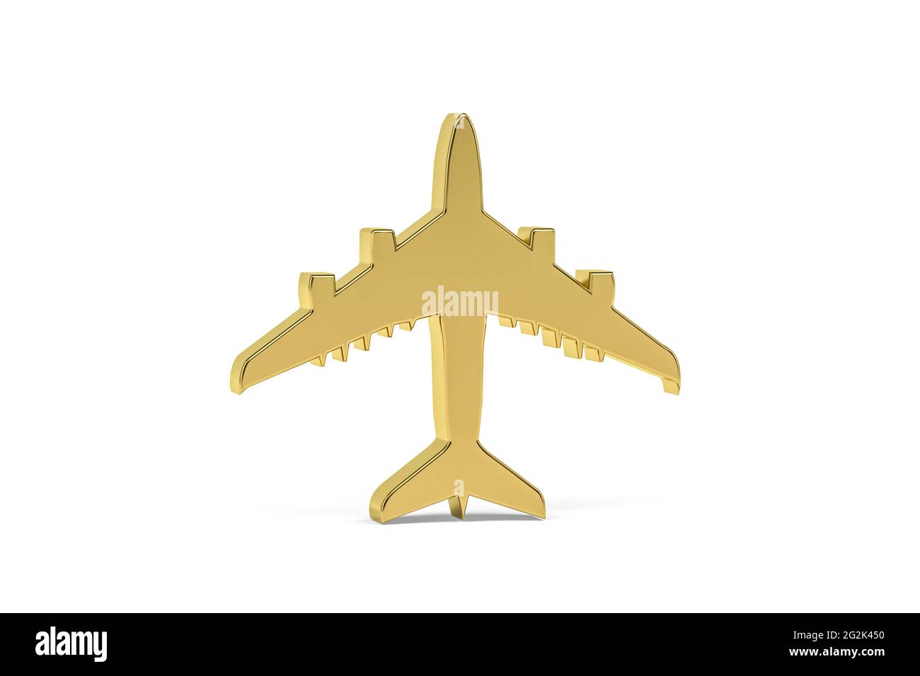 Golden 3d plane icon isolated on white background - 3d render Stock ...