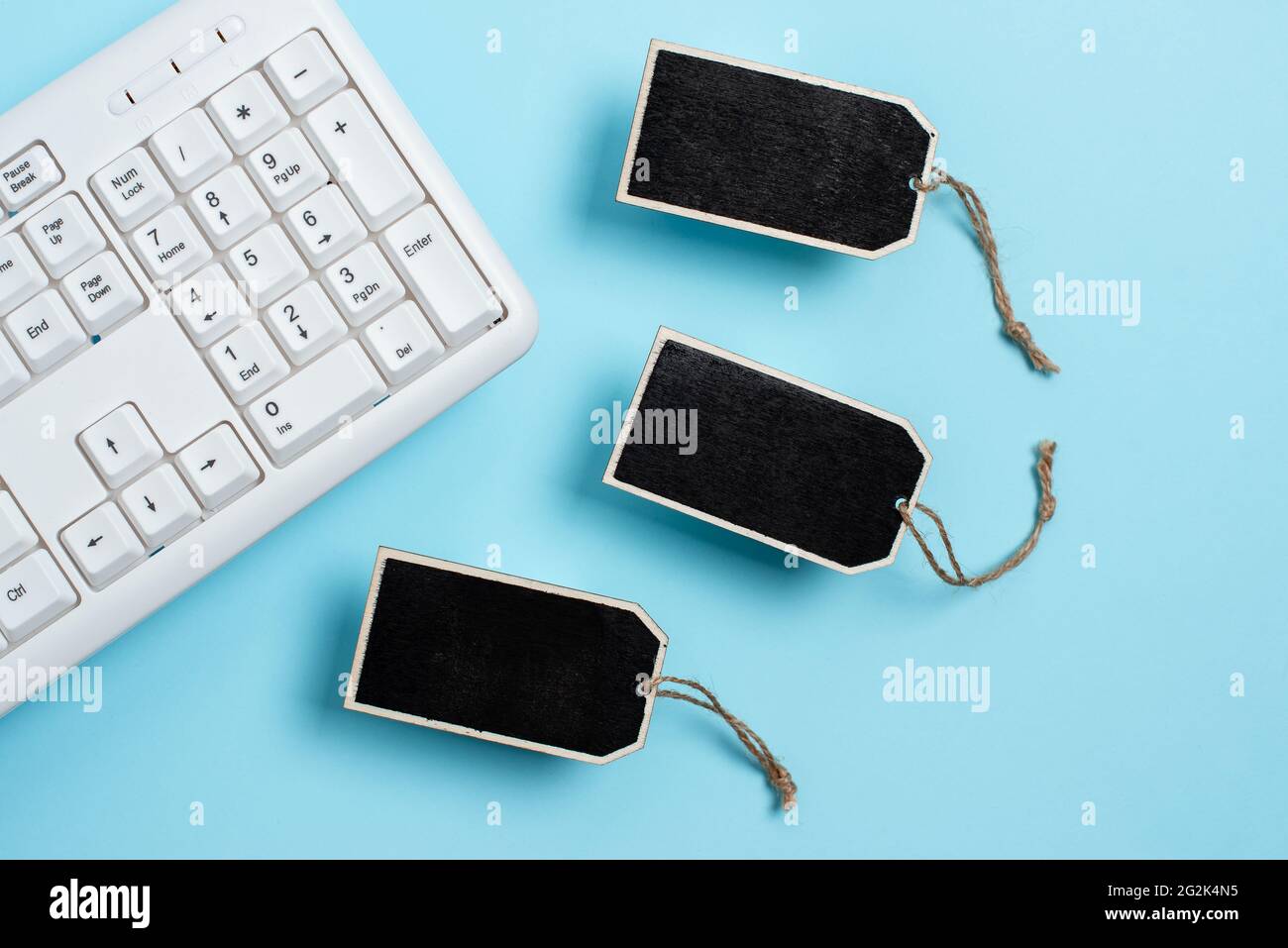 Collection of Blank Empty Sticker Tags Tied With A String For ...