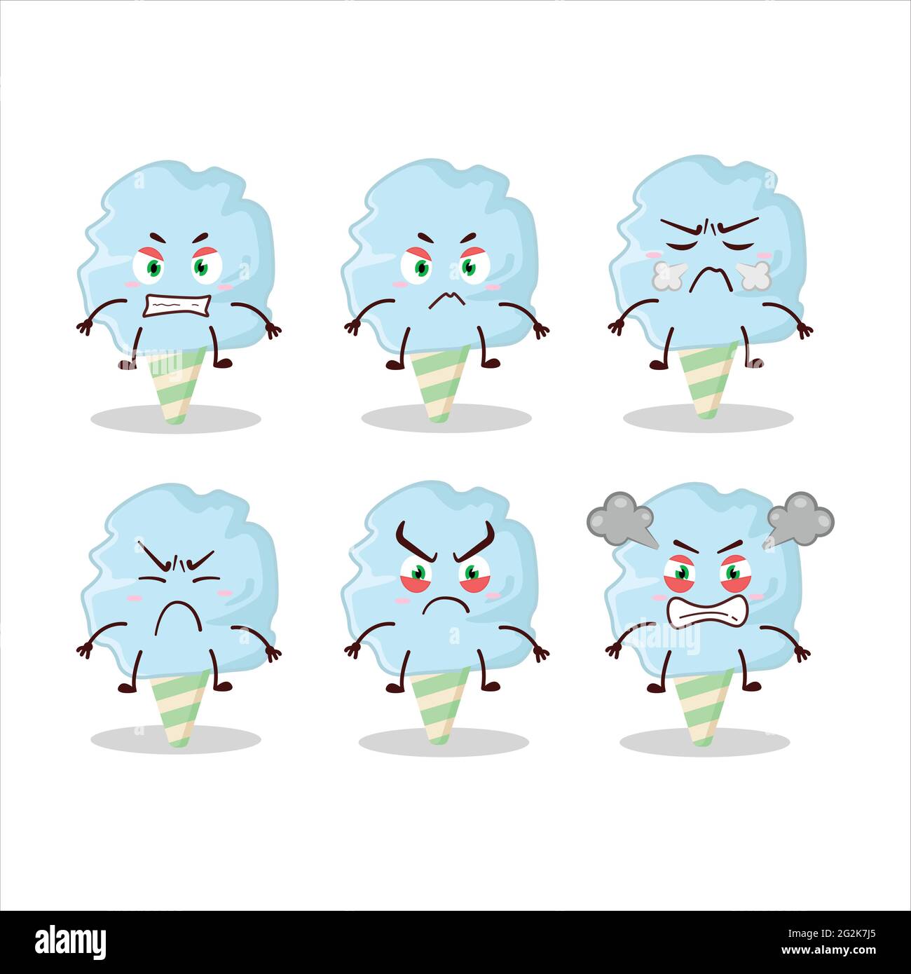 Cotton candy vanilla cartoon character with various angry expressions ...
