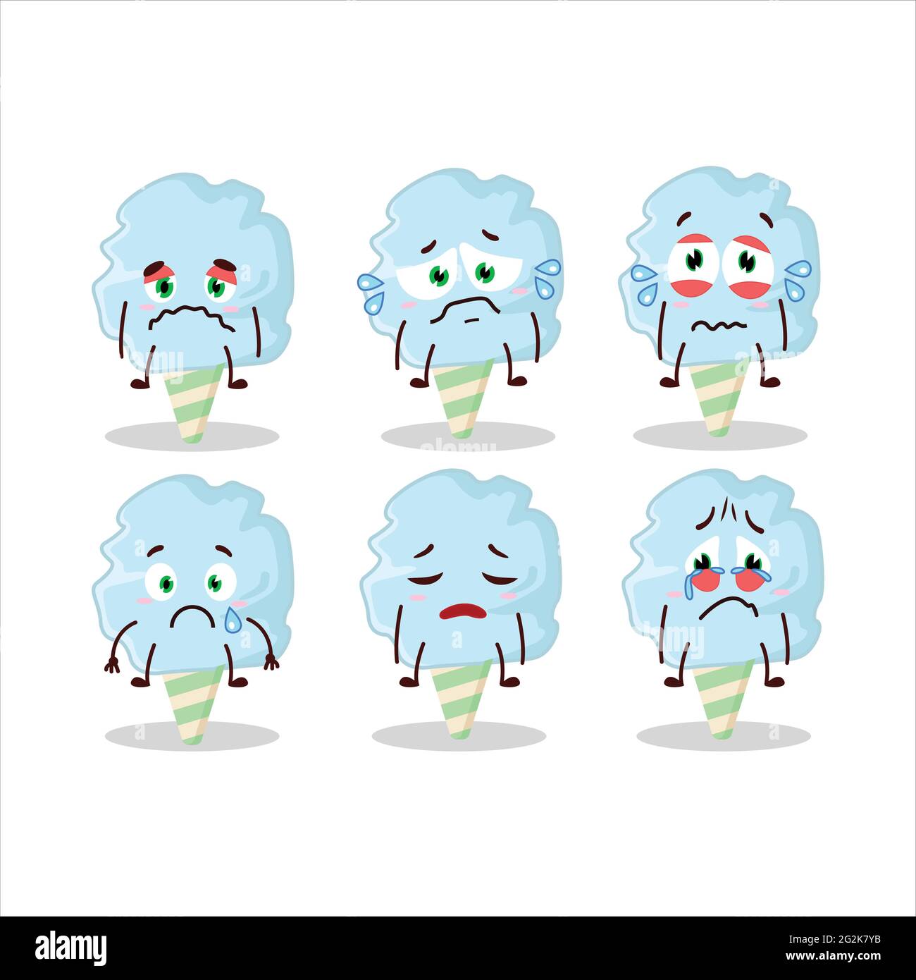 Cotton candy vanilla cartoon character with sad expression. Vector ...