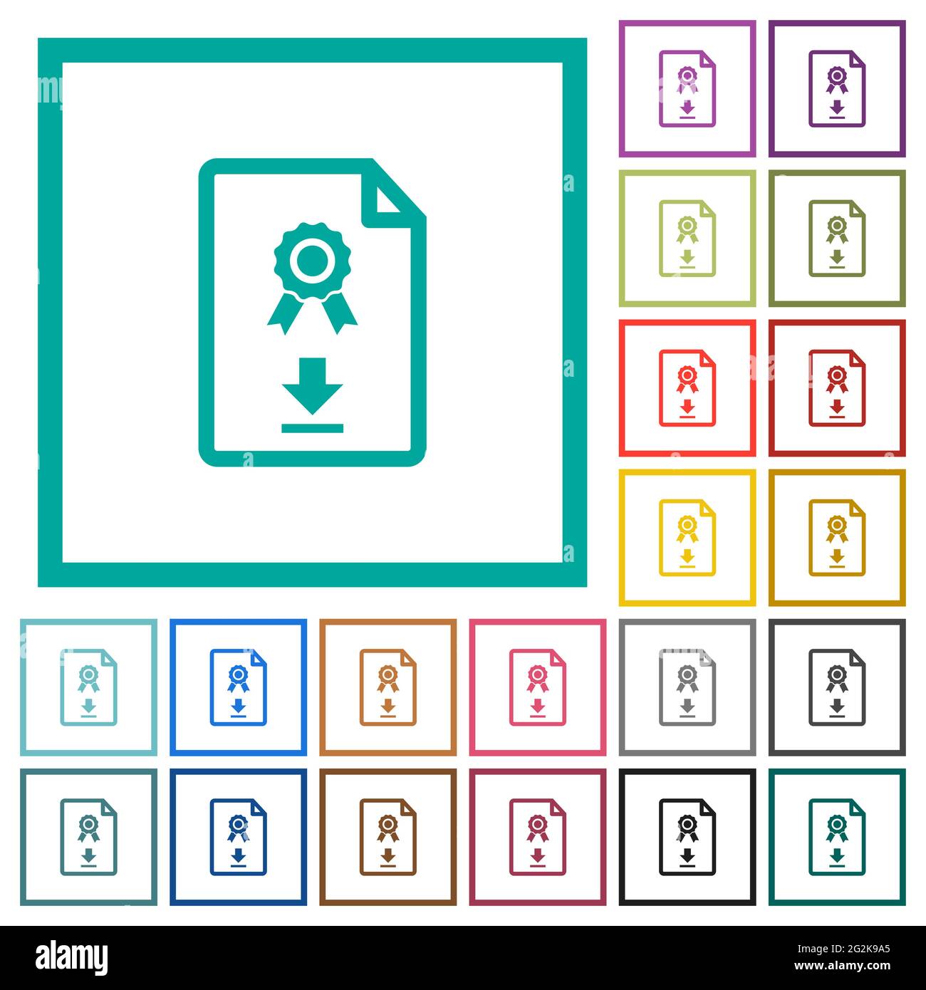 Download certificate flat color icons with quadrant frames on white ...