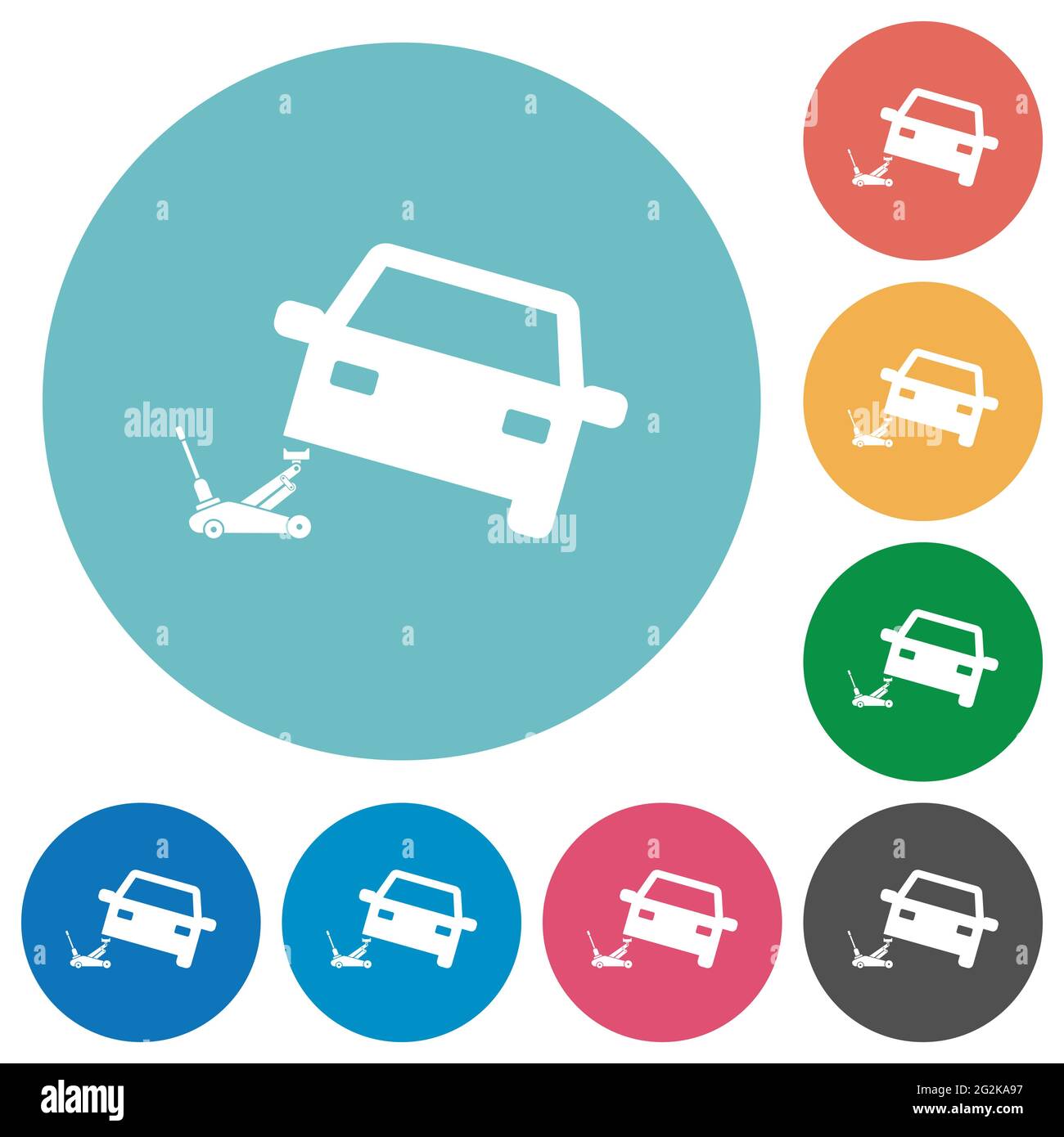 Car repair flat white icons on round color backgrounds Stock Vector ...