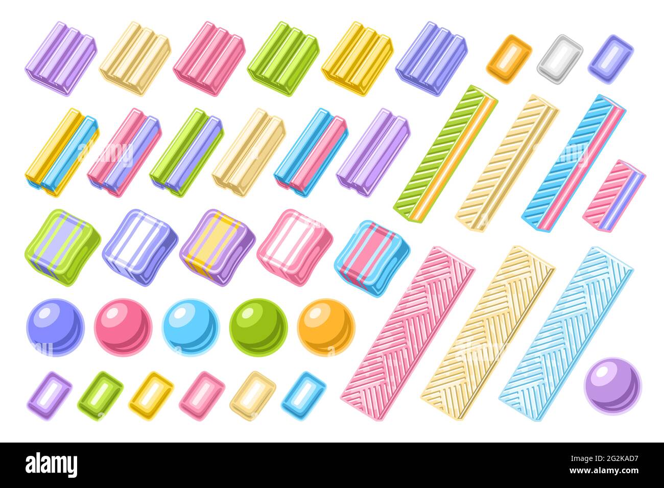 Vector set of Bubble Gums, collection of cut out illustrations of ...