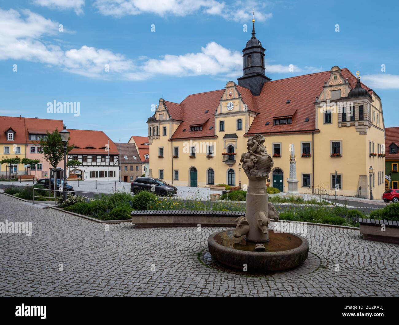 Town hall of Lommatzsch in Saxony Stock Photo - Alamy