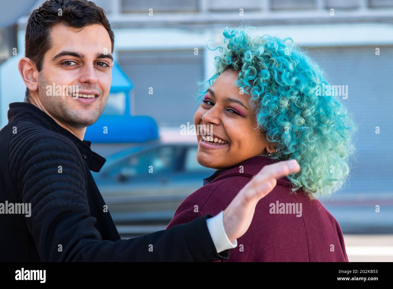 People waving goodbye street hi-res stock photography and images - Alamy