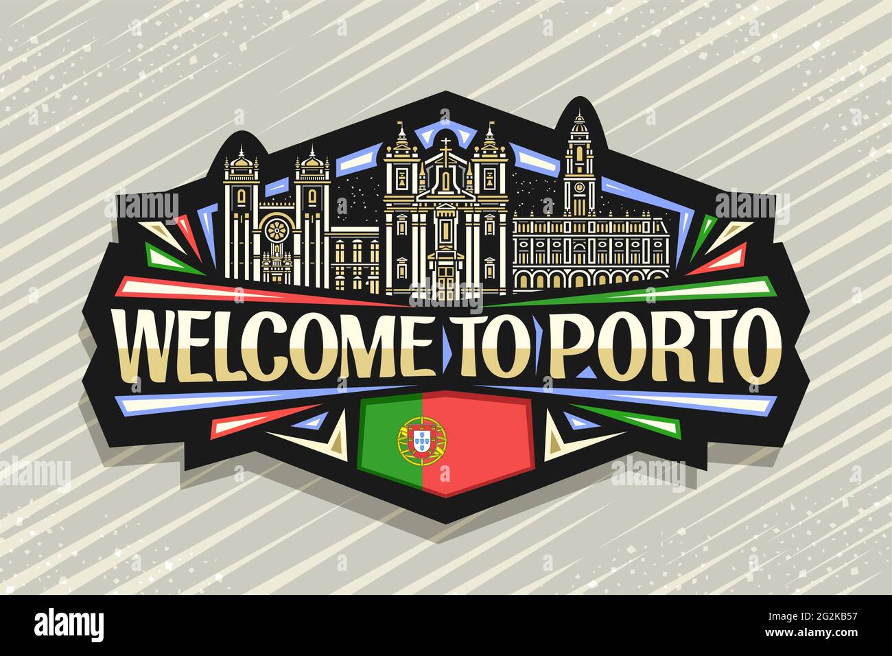 Vector logo for Porto, black decorative badge with illustration of ...