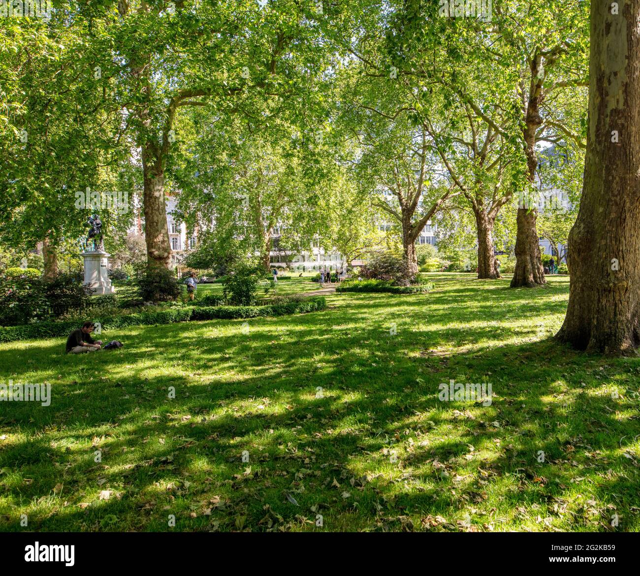The garden of St James's Square, London in summer; the garden is ...